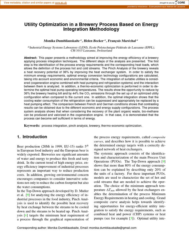 Energy Efficiency in Brewery Processes | PDF | Brewing | Beer
