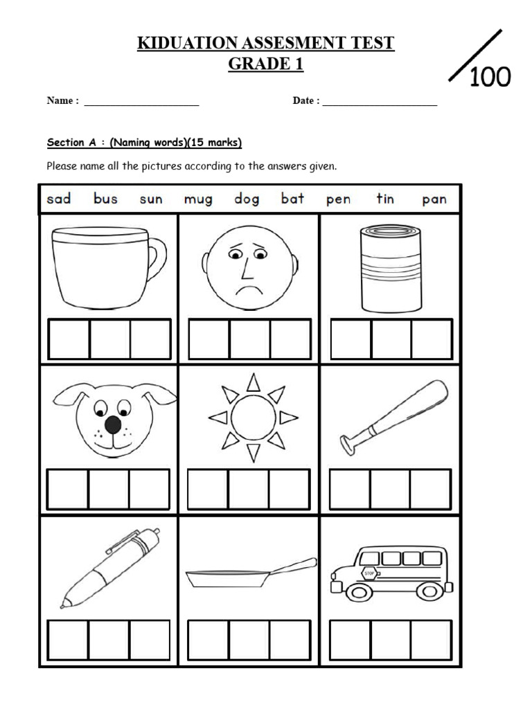 Grade 1 English Exam Paper | PDF
