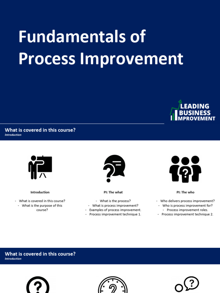 Fundamentals of Process Improvement | PDF | Six Sigma | Lean Manufacturing