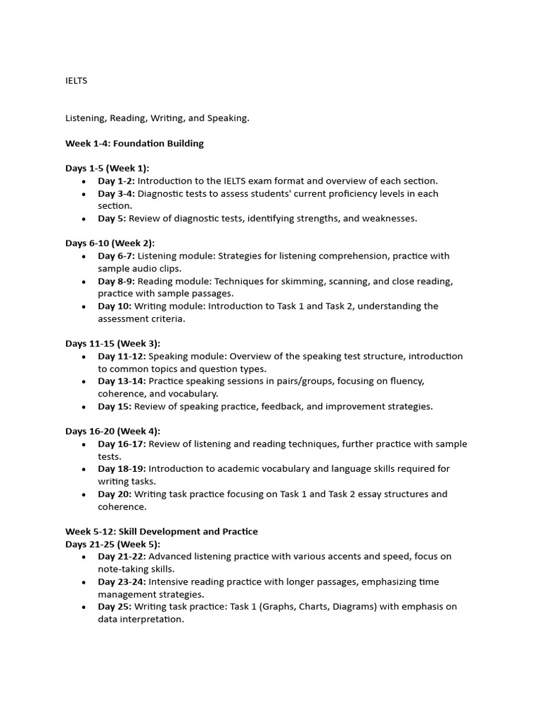 Ielts Plan | PDF | International English Language Testing System ...