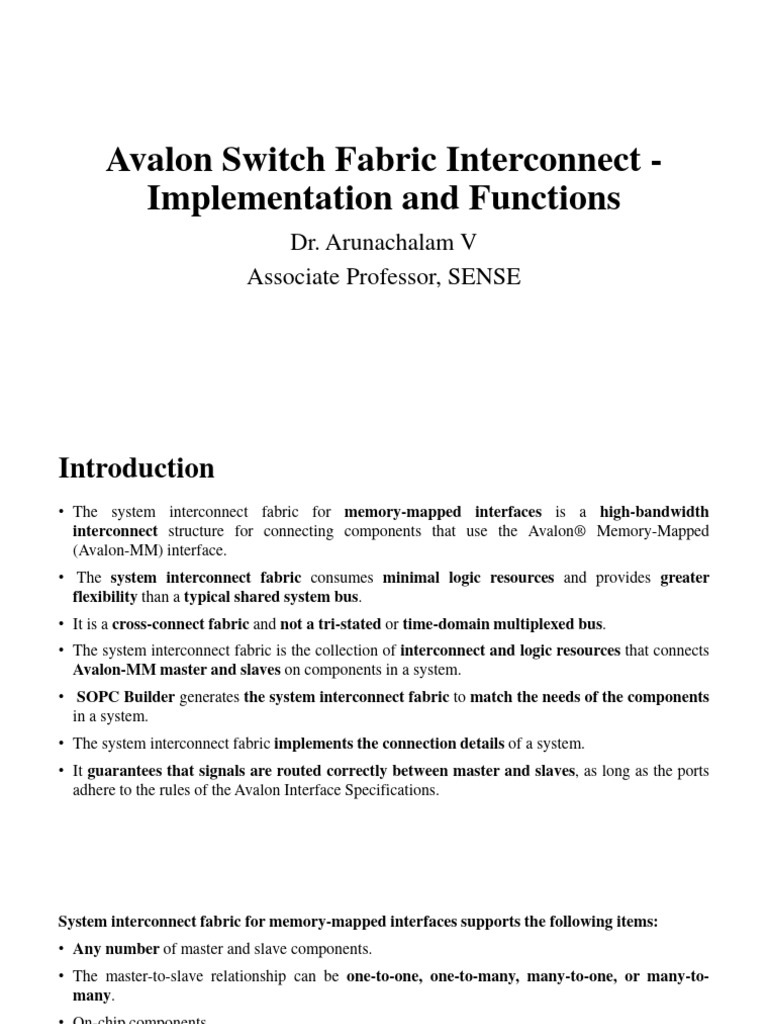 32-Avlon Switch Fabric 2-22-04-2024 | PDF | System | Interface (Computing)