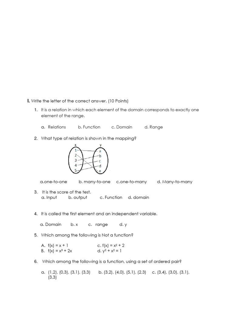 ST in Gen Math 11 | PDF | Function (Mathematics) | Mathematical Logic