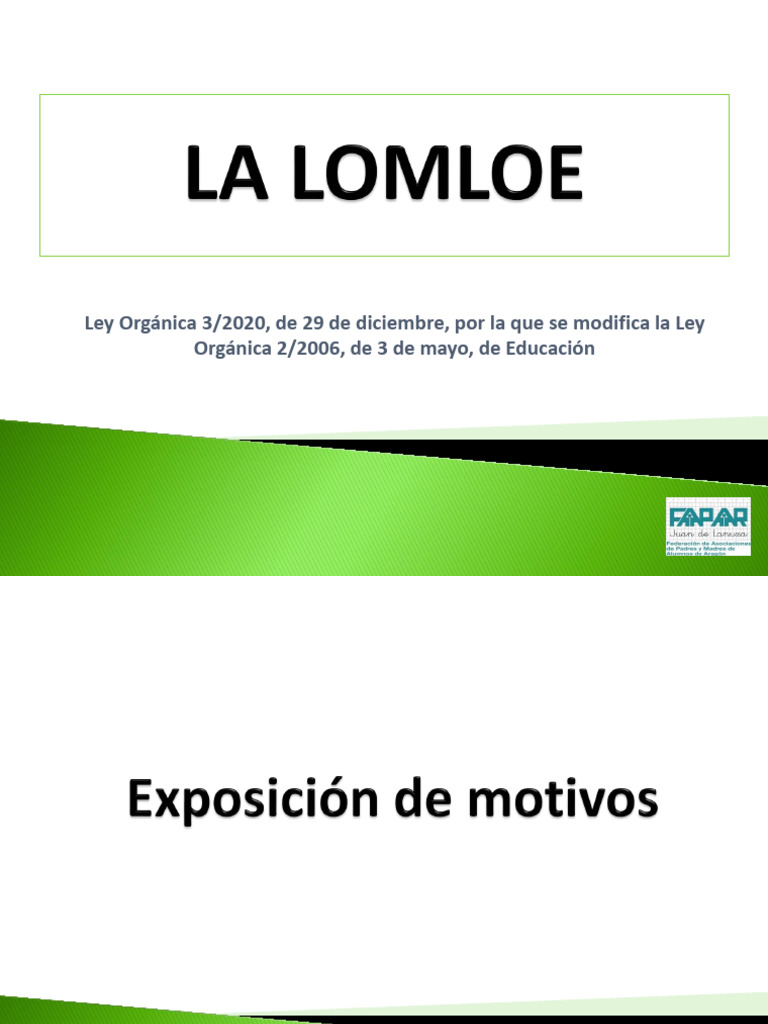 LA LOMLOE Resumen | PDF | Maestros | Evaluación