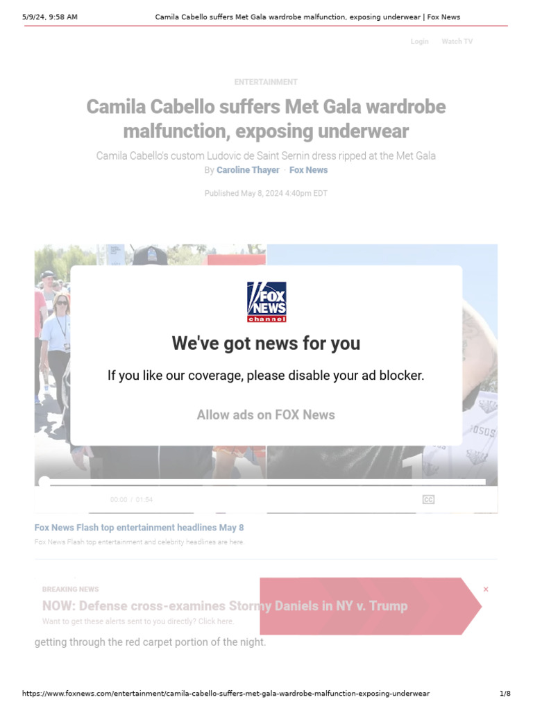 Camila Cabello Suffers Met Gala Wardrobe Malfunction, Exposing Underwear - Fox News | Download ...