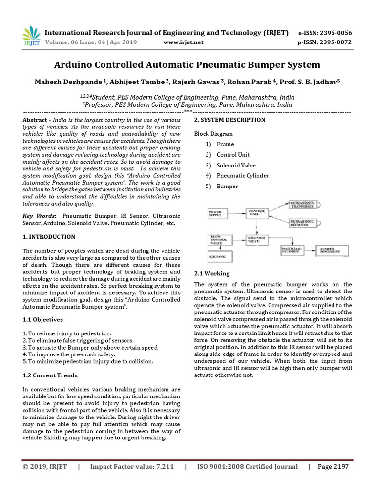 Arduino Controlled Automatic Pneumatic Bumper System | PDF | Vacuum ...