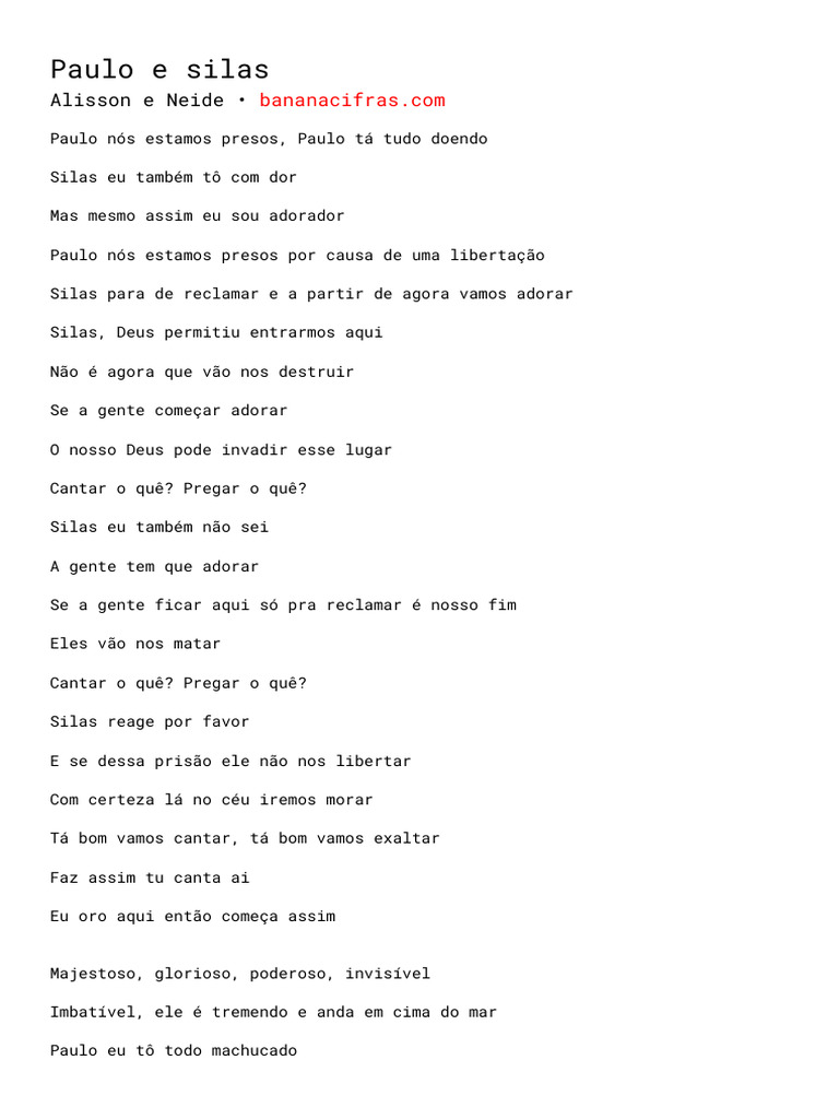 Paulo e Silas CIFRA Alisson e Neide | PDF