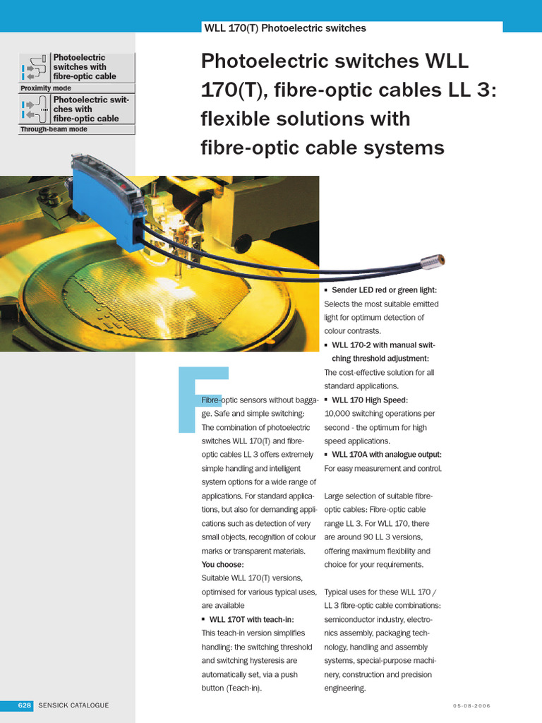Sick Photoelectric Switches WLL 1698117 | PDF | Optical Fiber | Bipolar ...