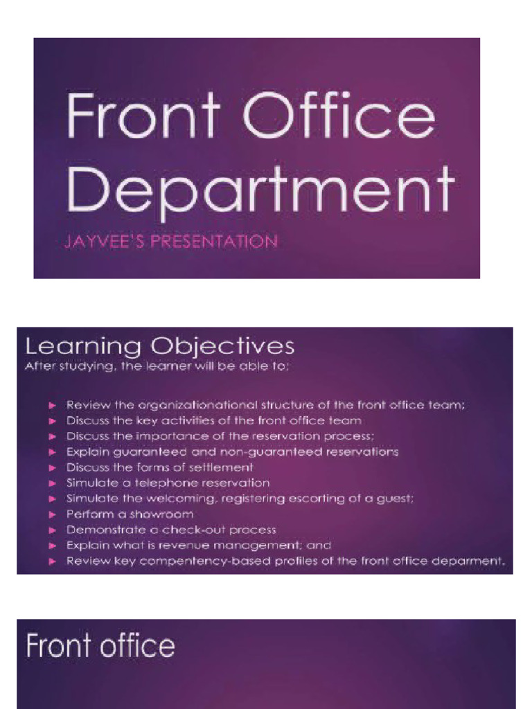 Front Office Management | PDF