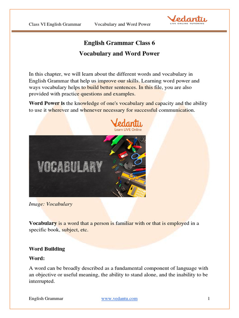 class-6-english-grammar-ncert-solutions-vocabulary-and-word-power | PDF ...