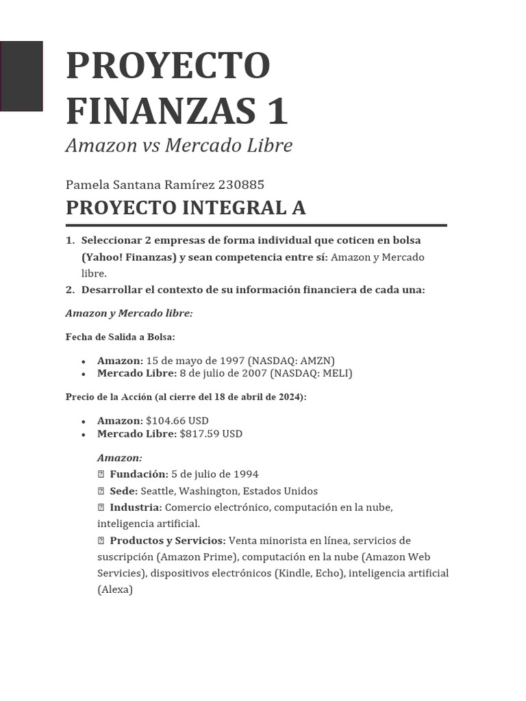 Proyecto de Finanzas | PDF | Rentabilidad sobre recursos propios | Liquidez de mercado