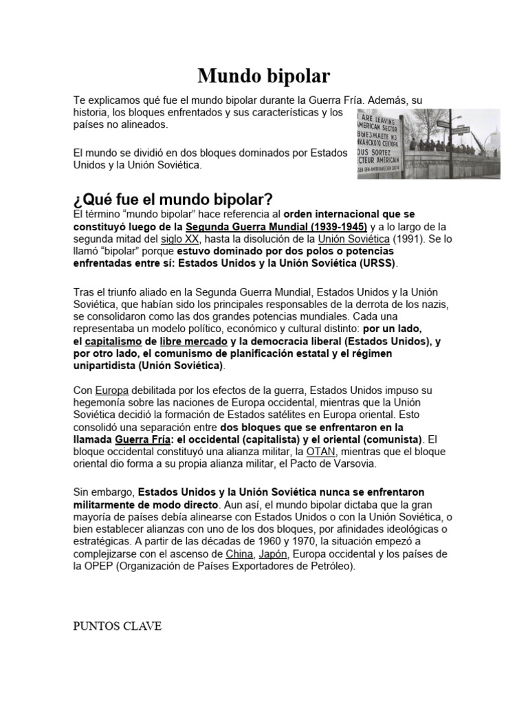 Mundo Bipolar | PDF | Guerra Fría | Política mundial