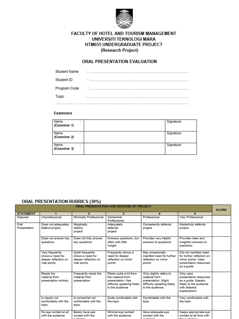 Oral Presentation Evaluation Rubric | PDF