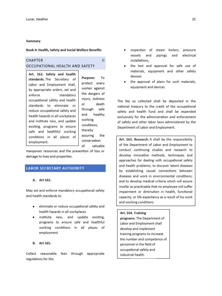 Summary | PDF | Occupational Safety And Health | Employment
