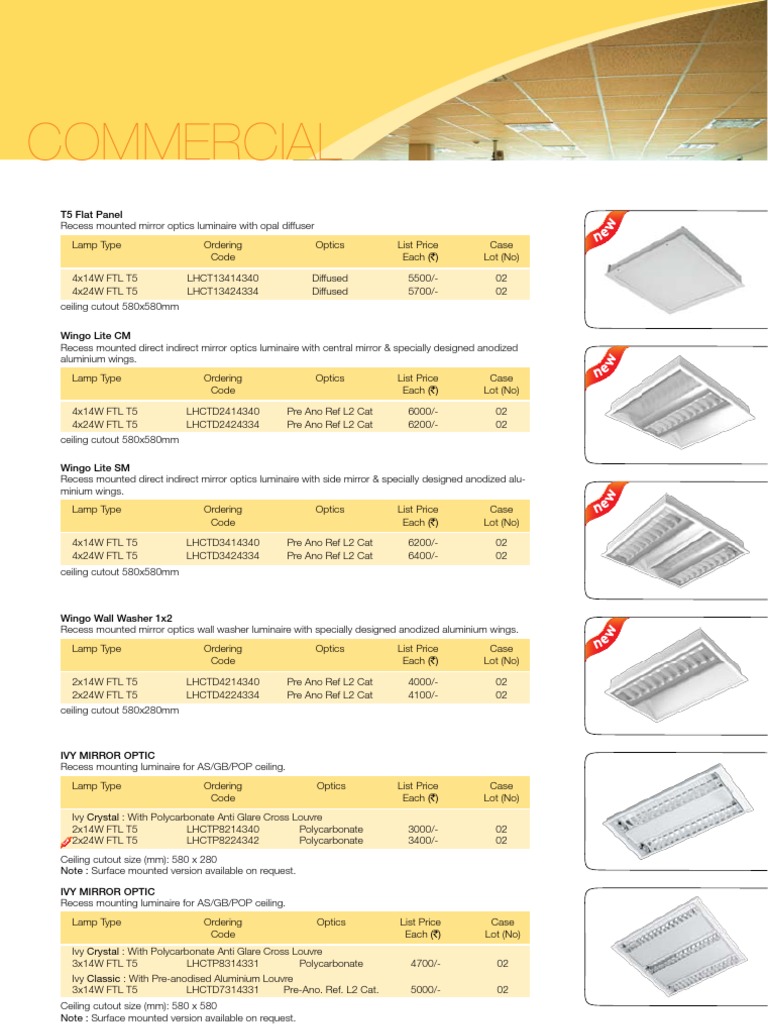 Commercial Lighting Price List 2011 | PDF