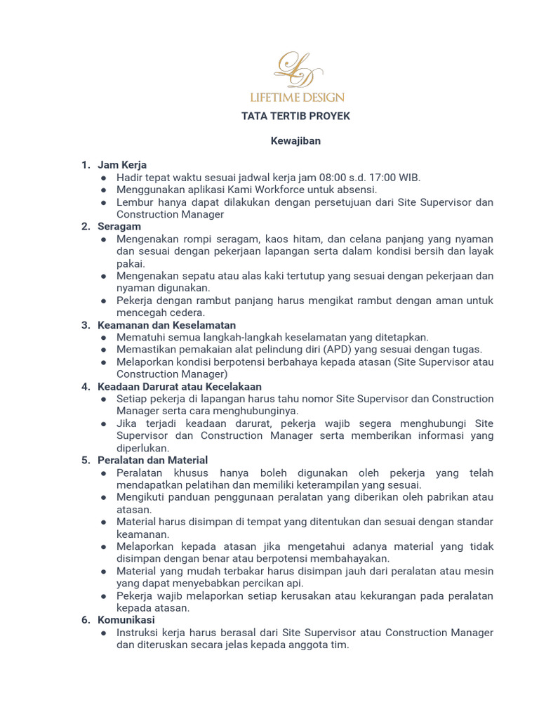 Tata Tertib Proyek | PDF