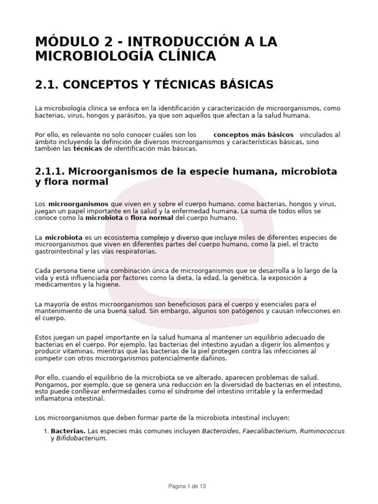 Modulo 2 Introduccion a La Microbiologia Clinica | PDF | Infección | Microbiología