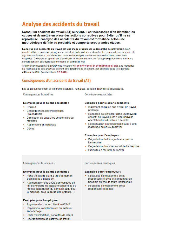 Analyse Des Accidents Du Travail | PDF