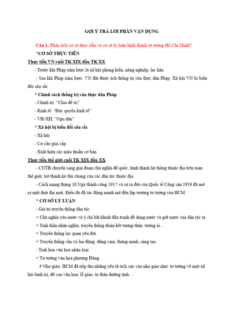 TR L I Môn Tư Tư NG H Chí Minh | PDF