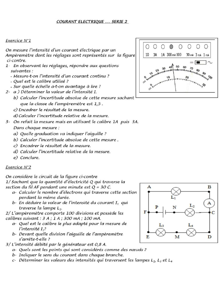 Le Courant Electrique Continu Serie D Exercices 3 (1) Page 0001 | PDF
