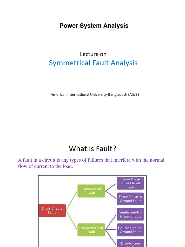 Modified PSA - Lecture 5 - Symmetrical Fault Analysis | PDF | Electrical Network | Transformer