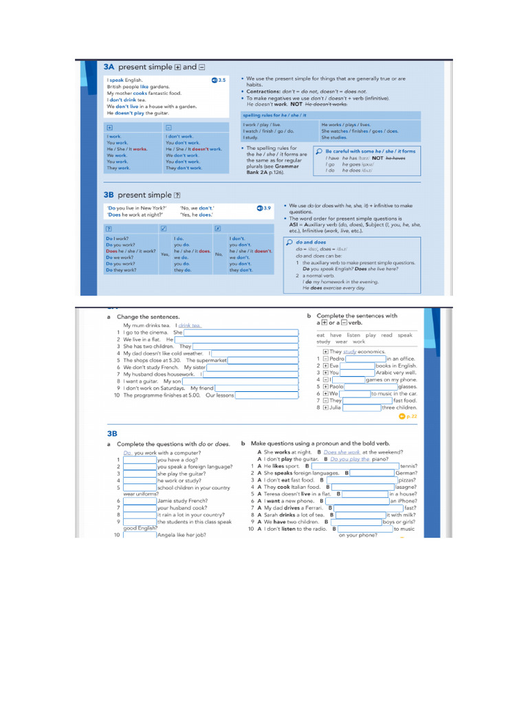 Theory and Exercises - Simple Present | PDF