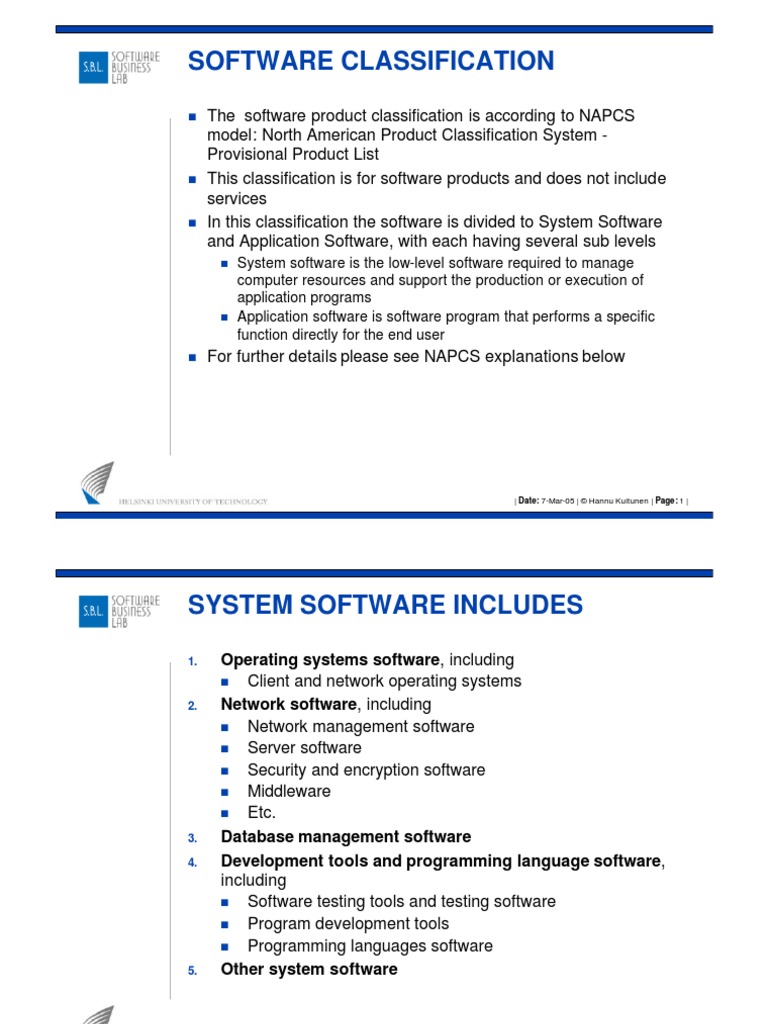 Software Classification Explanation Application Software Databases