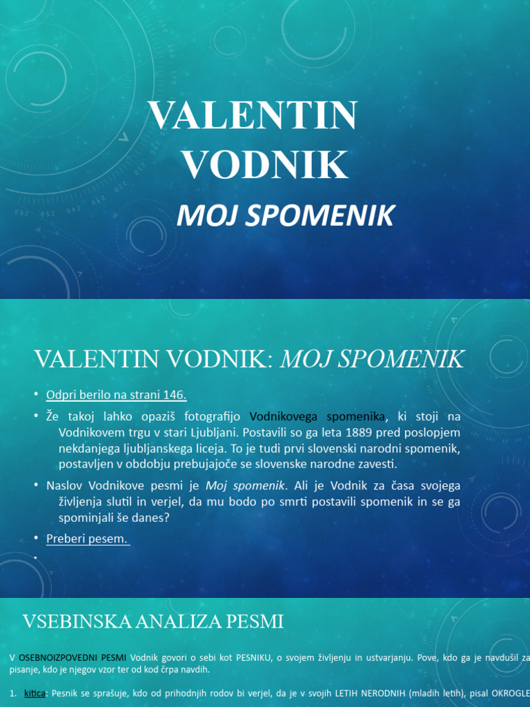 2021-4-2 - Valentin Vodnik Moj Spomenik | PDF