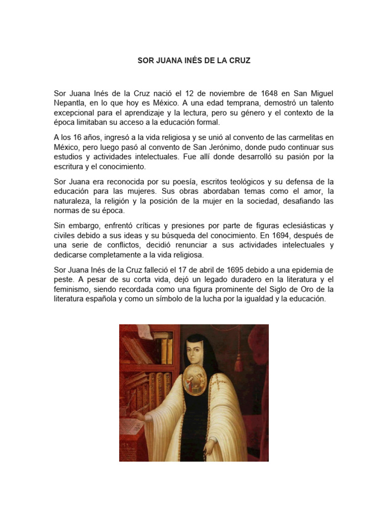 Sor Juana Inés de La Cruz | PDF | México