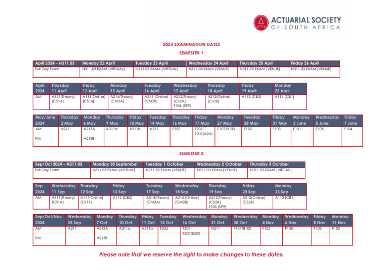 EXAM TIMETABLE 2024 v2 | PDF