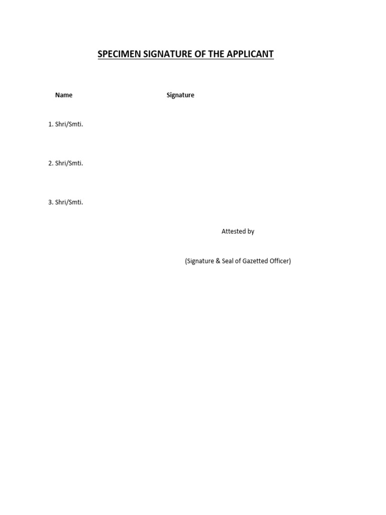 Specimen Signature of The Applicant | PDF