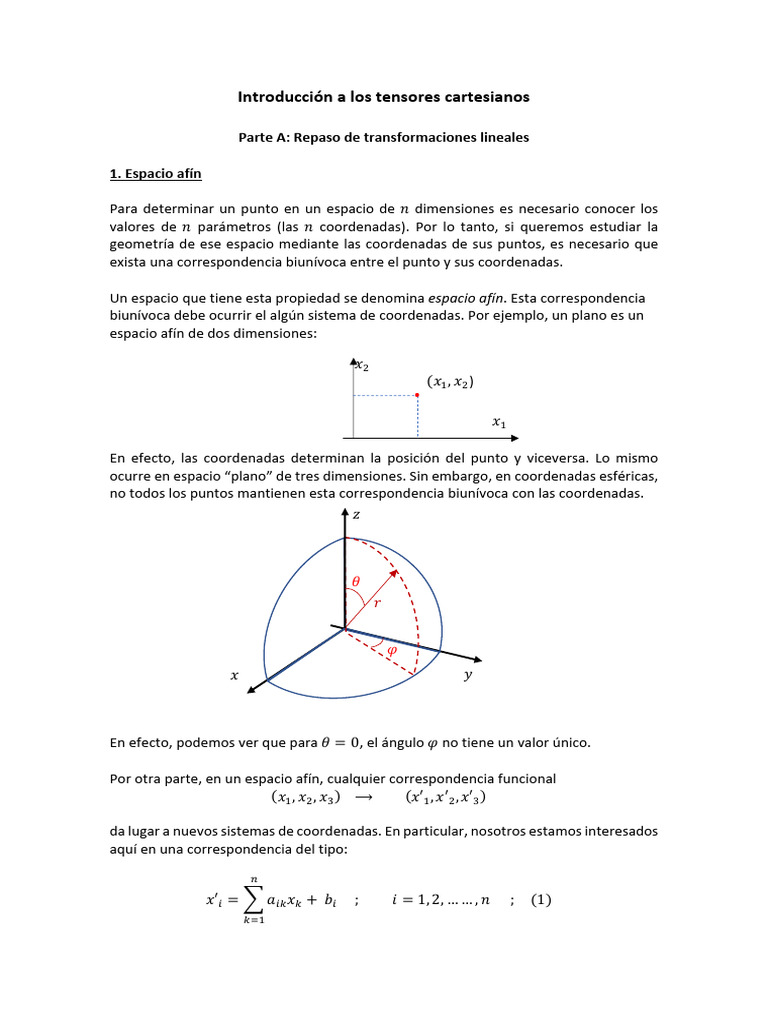 Introducción a los tensores cartesianos | PDF | Tensor | Matriz ...