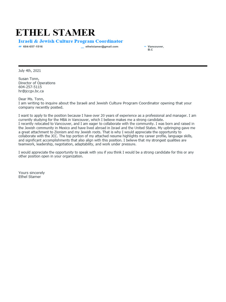 Application for JCC Ministry Position | PDF | Social Science | Religion ...