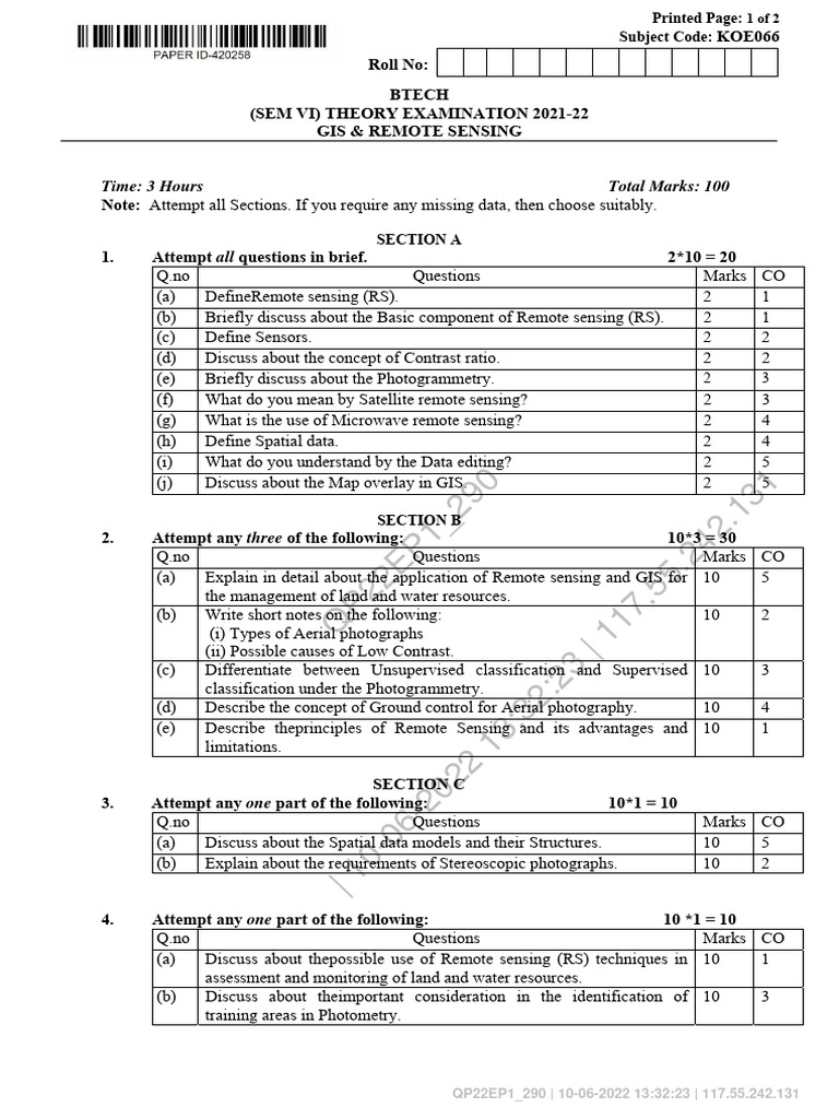 Gis Remote Sensing Koe066 Pdf Remote Sensing Geographic Information System