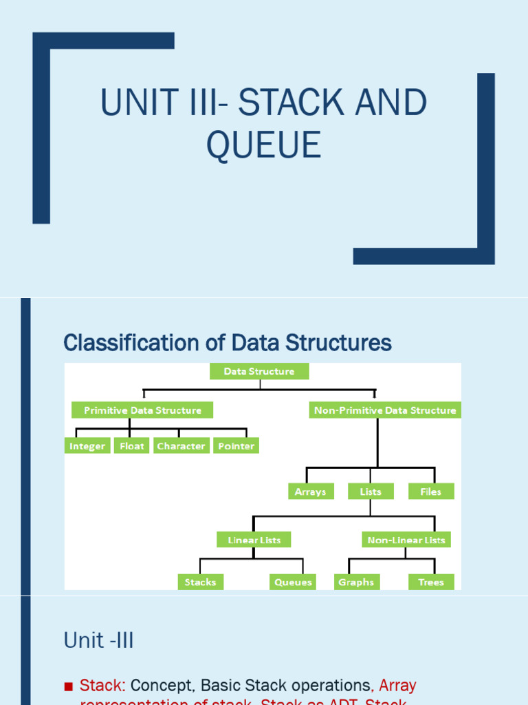 Data Structure Unit III - Stack and Queue - SPJ | PDF | Queue (Abstract Data Type) | Computer ...