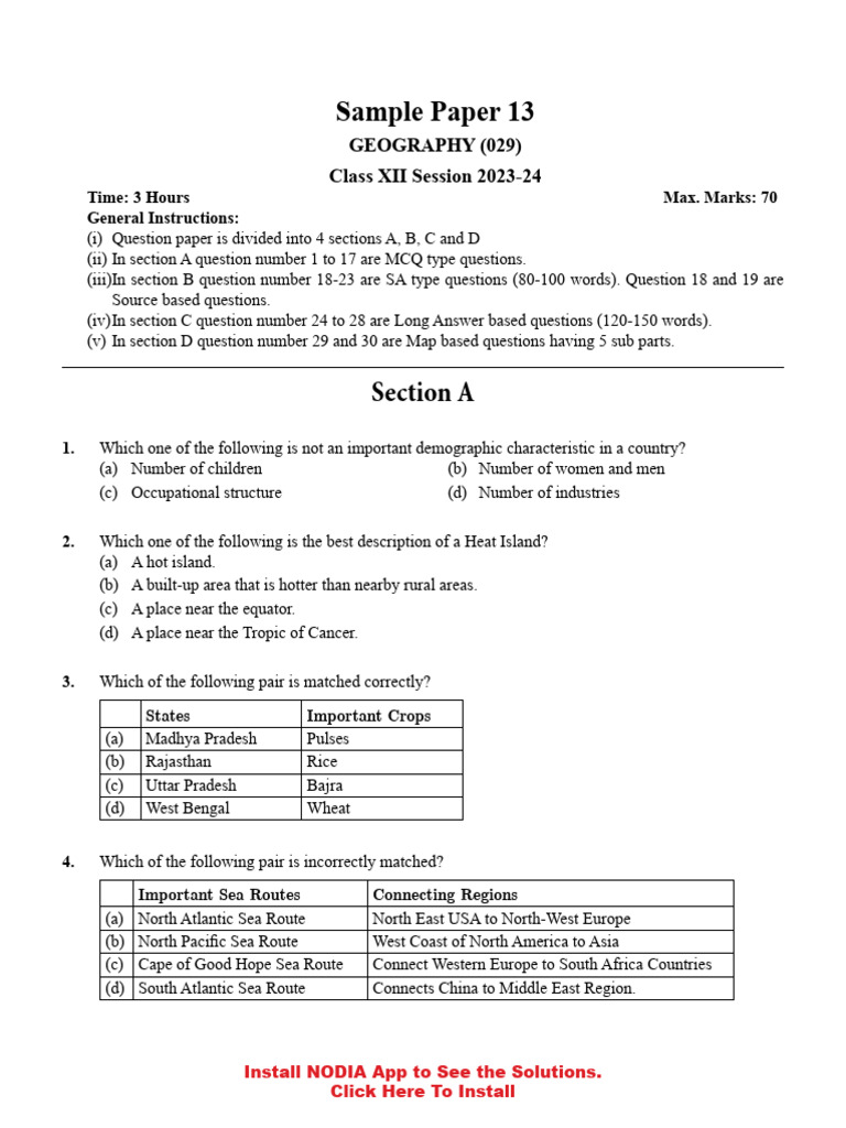 GE Sample Paper 13 Unsolved | PDF | Agriculture | Earth Sciences