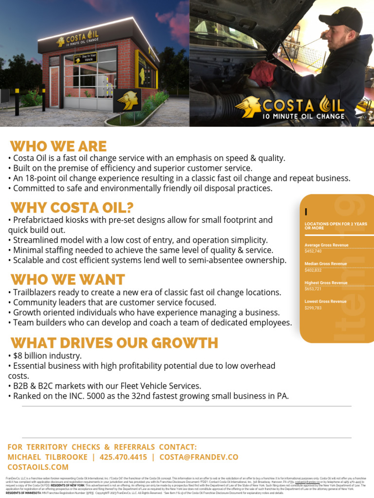 Costa Oil - One-Pager - Consultant With Kiosk | PDF | Franchising ...
