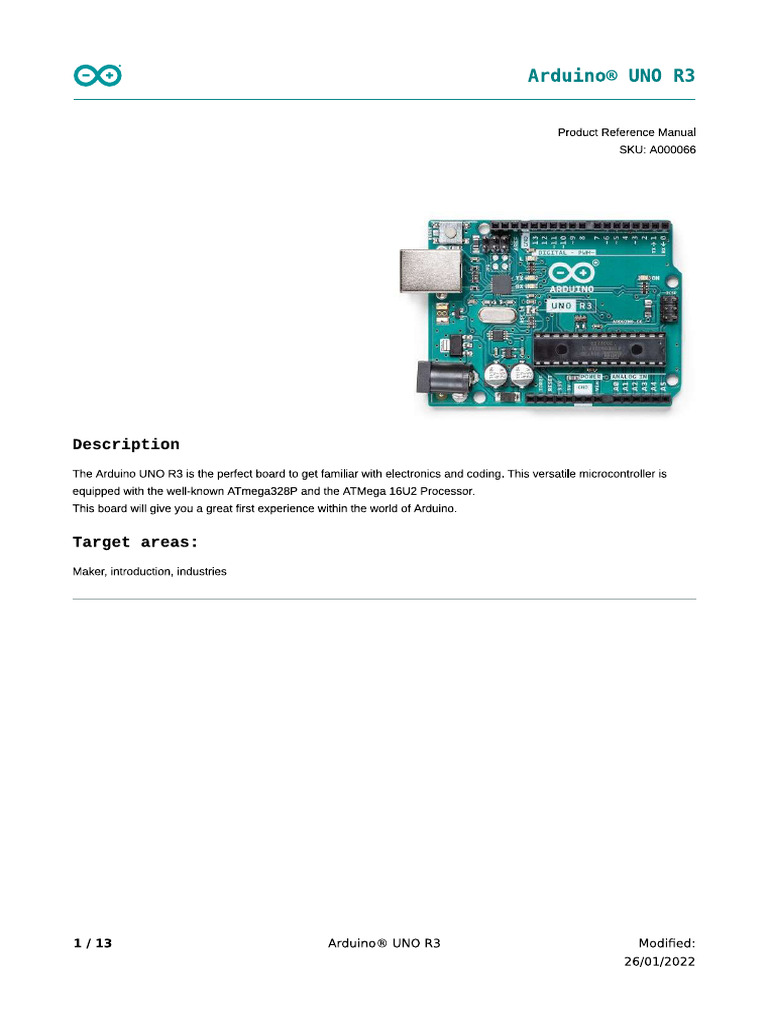 Arduino UNO Datasheet | PDF