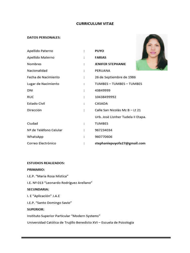 Curriculumvitae-Stephanie Puyo Farias | PDF