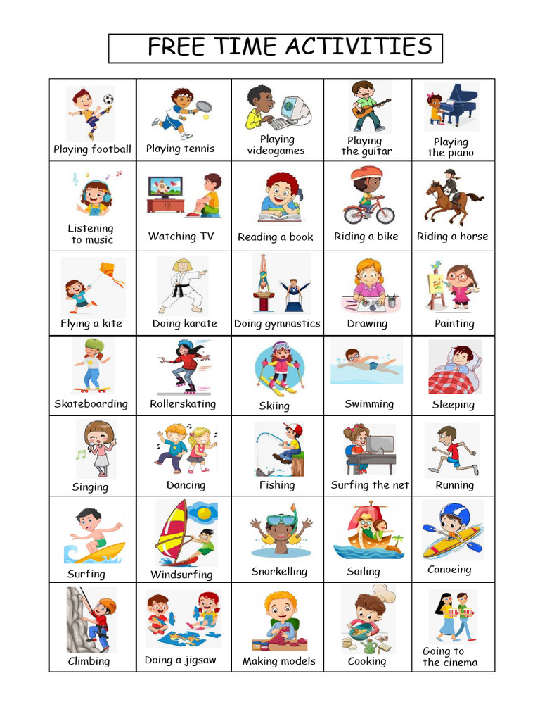 FREE TIME ACTIVITIES Vocabulary | PDF