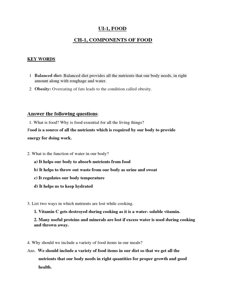 Essential Components of a Balanced Diet | PDF | Foods | Diet & Nutrition