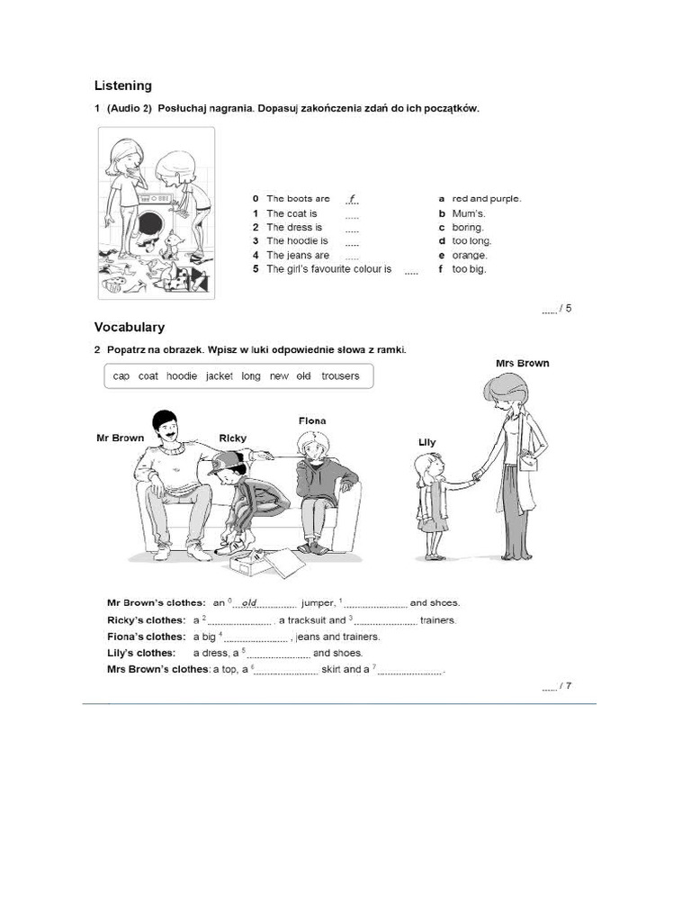 English Class A1 Language Test 2 | PDF