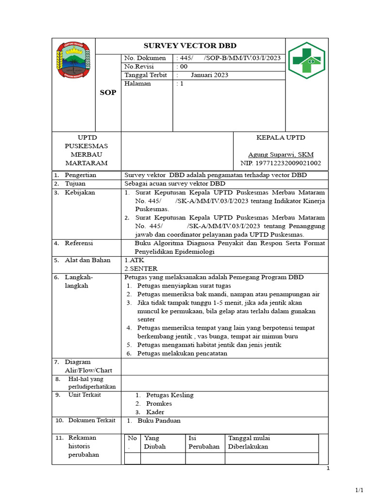 Prosedur Survey Vektor DBD 2023 | PDF | Sains & Matematika