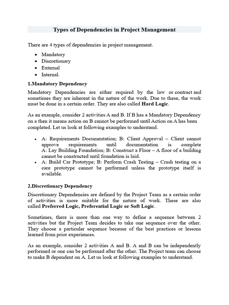 Types of Dependencies 23MPM001 | PDF
