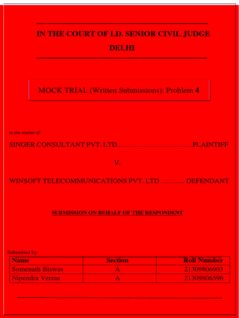 Mock Trial-Team 42-Defendant | PDF | Lease | Breach Of Contract