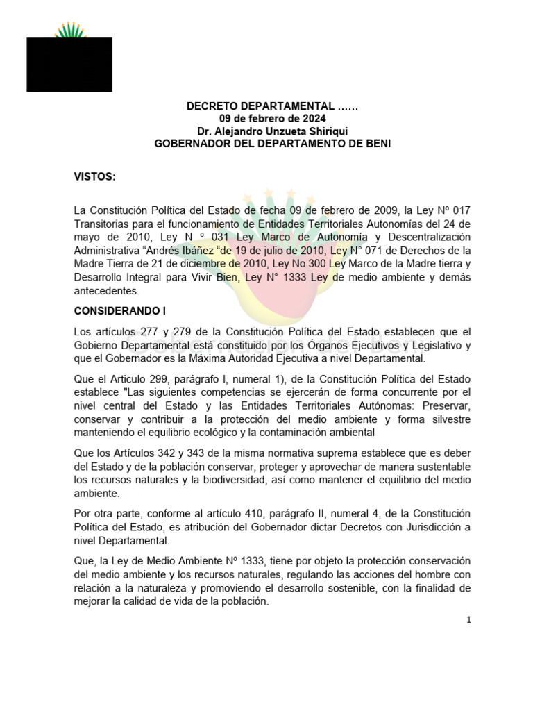 Modelo de Decreto | PDF | Evaluación de impacto ambiental | Documento ...