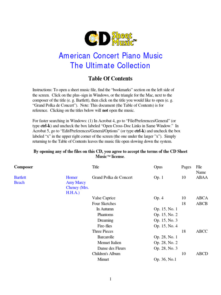 American Concert Piano Music The Ultimate Collection | PDF | Opus ...