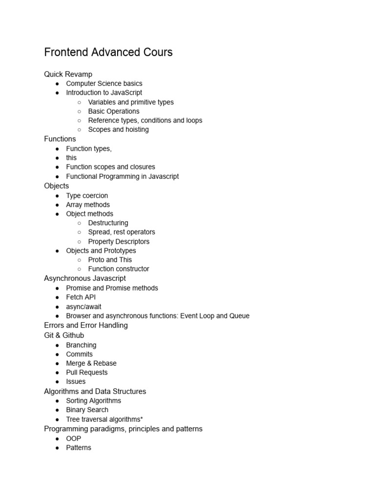 Frontend Advanced Course - PDF Syllabus | PDF