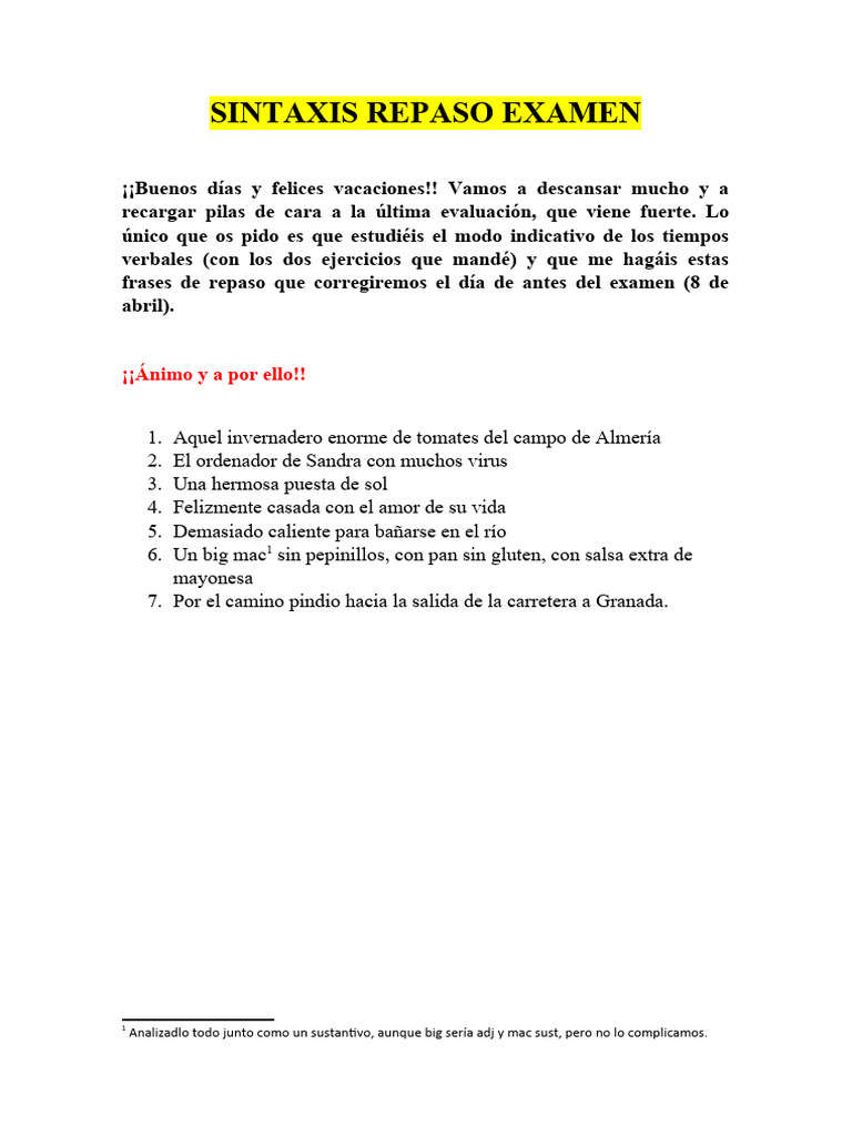 Sintaxis Repaso Examen | PDF | Poesía