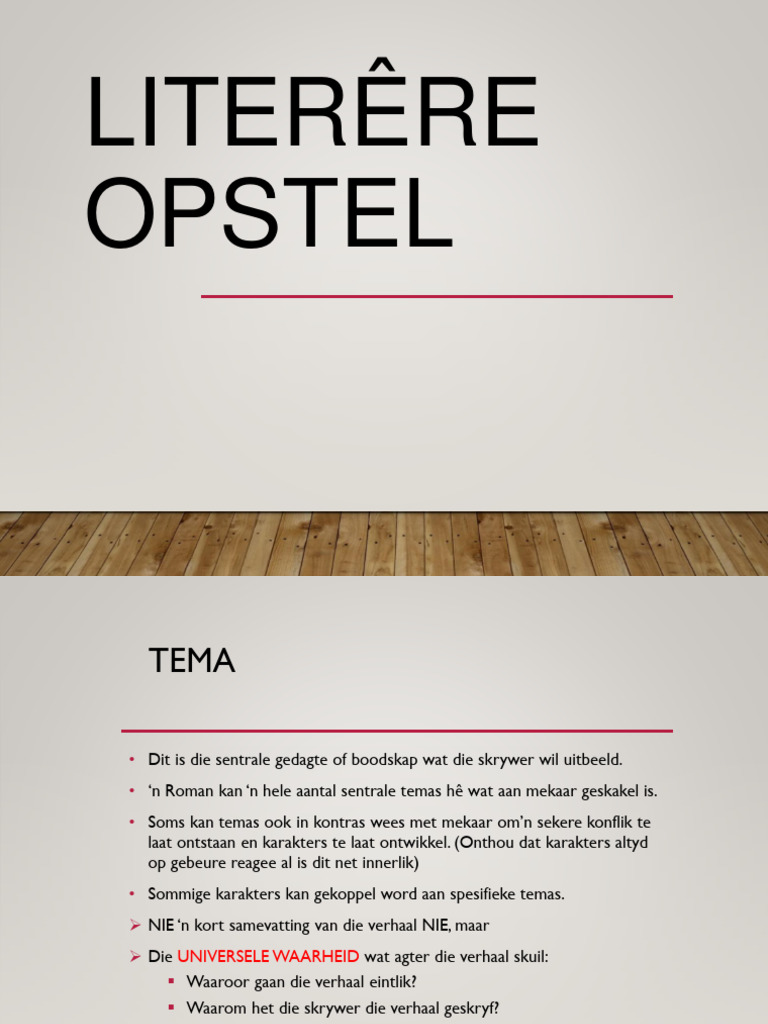 Literêre Opstel - HOE | PDF