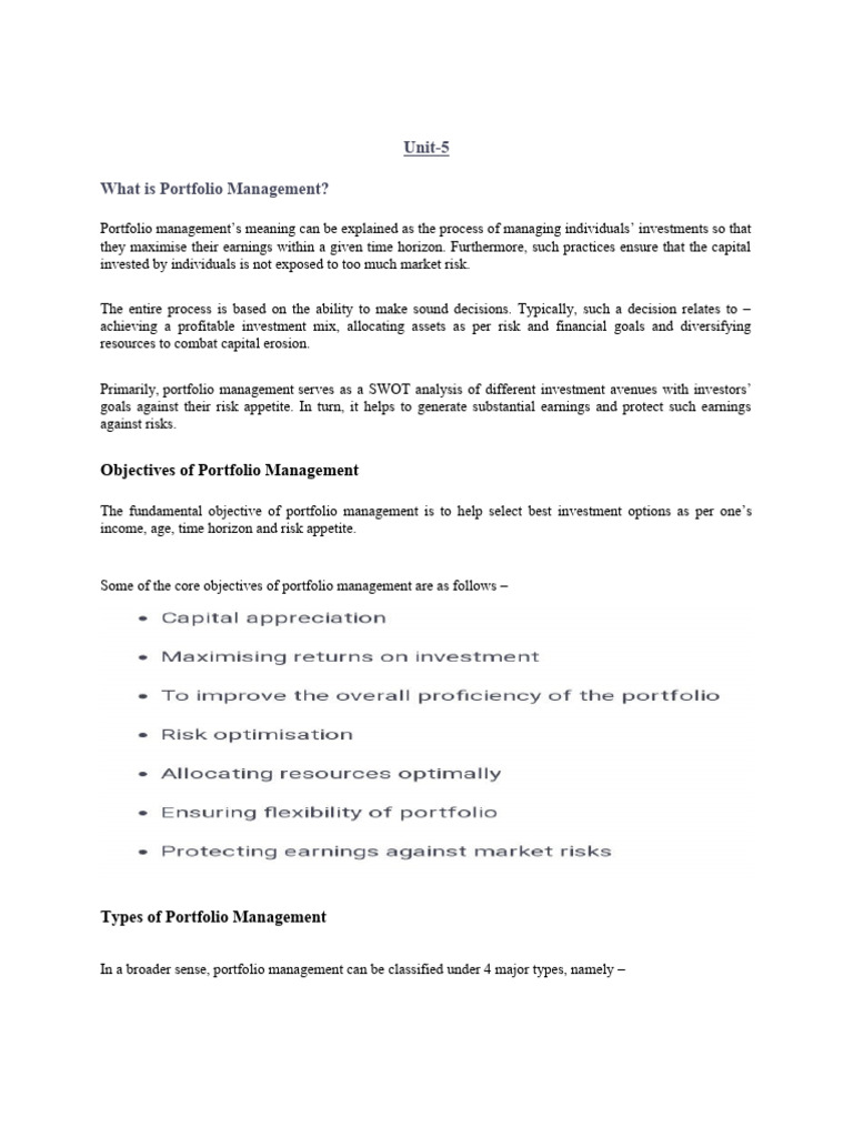 Unit-4 Portfolio Management | PDF | Investment Management | Investing